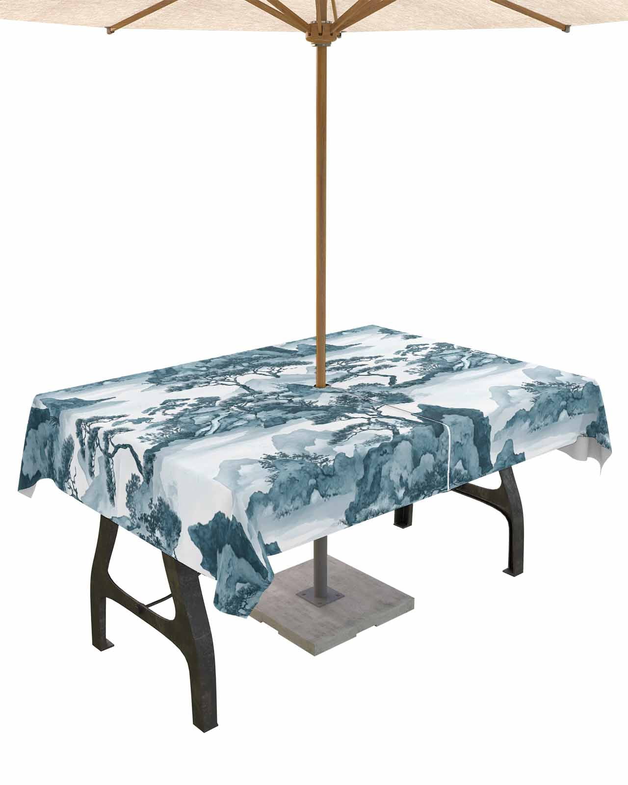 Outdoor Tablecloth with Umbrella Hole for Patio/Picnic/Party/Camping ...