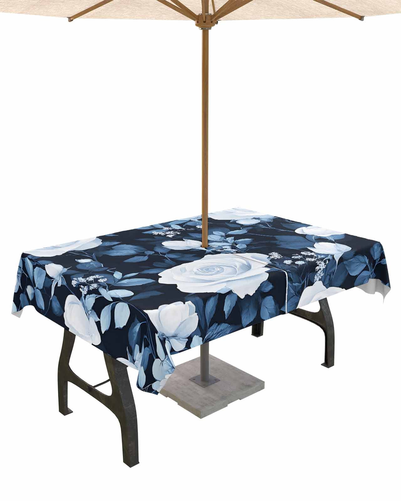 Outdoor Tablecloth with Umbrella Hole for Patio/Picnic/Party/Camping ...