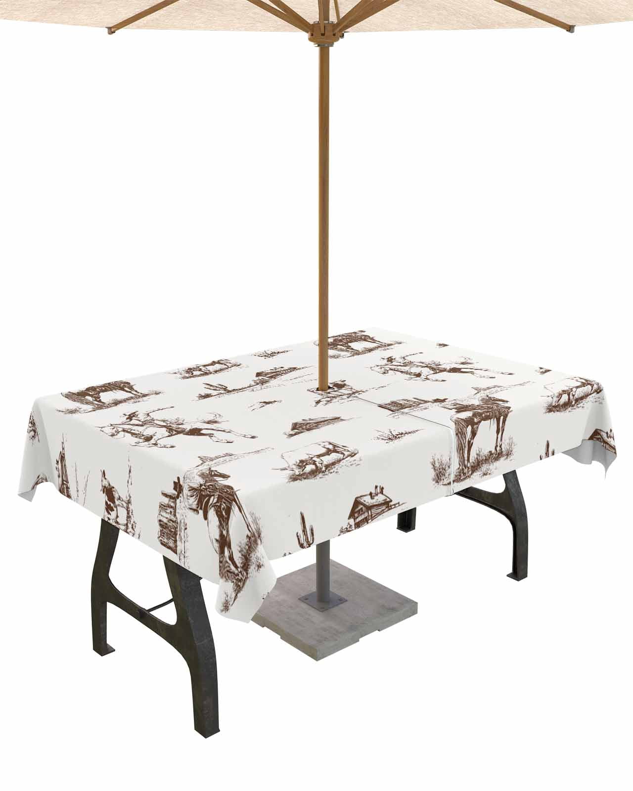 Outdoor Tablecloth with Umbrella Hole for Patio/Picnic/Party/Camping ...
