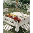 Outdoor Tablecloth with Umbrella Hole, Rustic Sunflower Red Truck ...