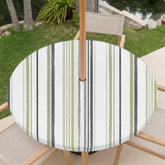 Outdoor Tablecloth with Umbrella Hole, Sage Green Gray Waterproof ...