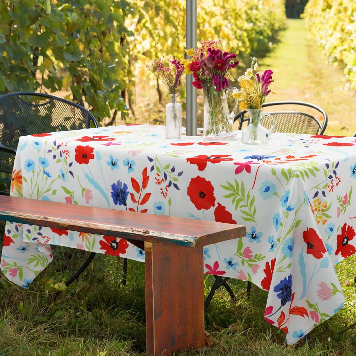 Yilichang Waterproof Spring Outdoor Tablecloth, 102â€™â€™ x 60â€™â ...