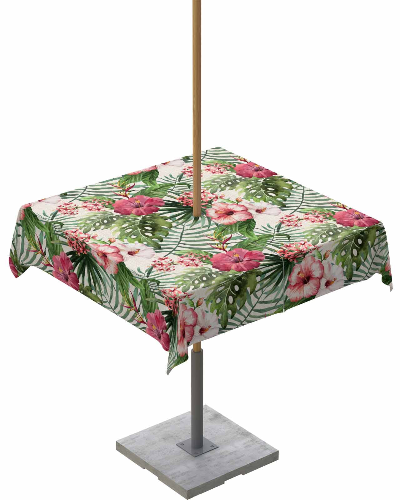 Outdoor Tablecloth with Umbrella Hole, Tropical Plant Leaves Summer ...
