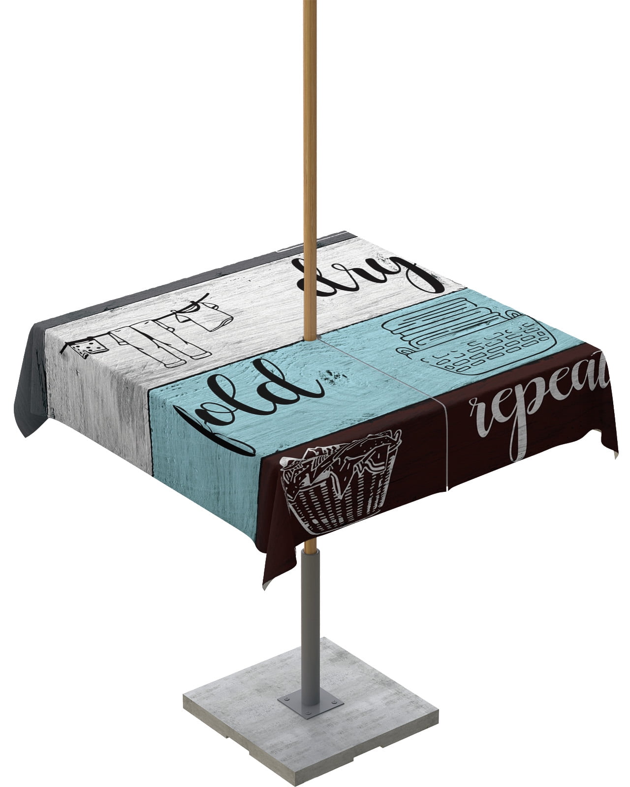 Outdoor Tablecloth with Umbrella Hole,Vintage Wood Plank Laundry Room ...