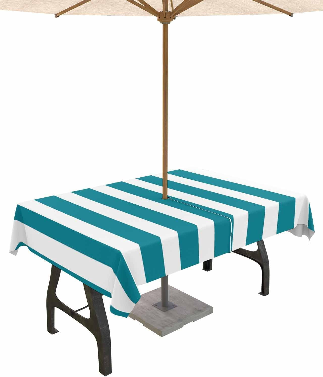 Outdoor Tablecloth with Umbrella Hole and Zipper 60 x 102 Inch ...