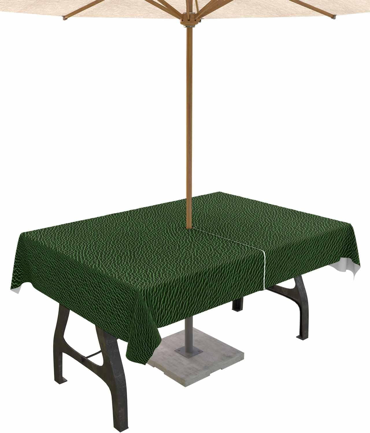 Outdoor Tablecloth with Umbrella Hole and Zipper 60 x 120 Inch Green ...