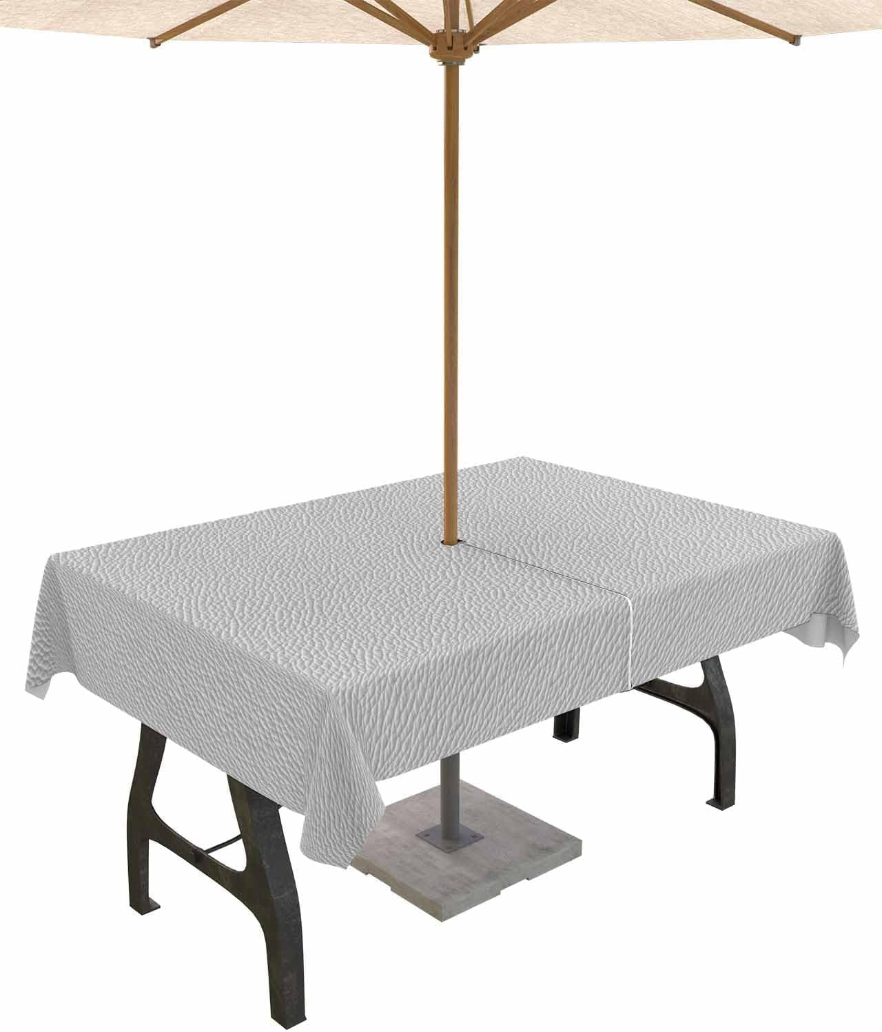 Outdoor Tablecloth with Umbrella Hole and Zipper 60 x 120 Inch Grey ...
