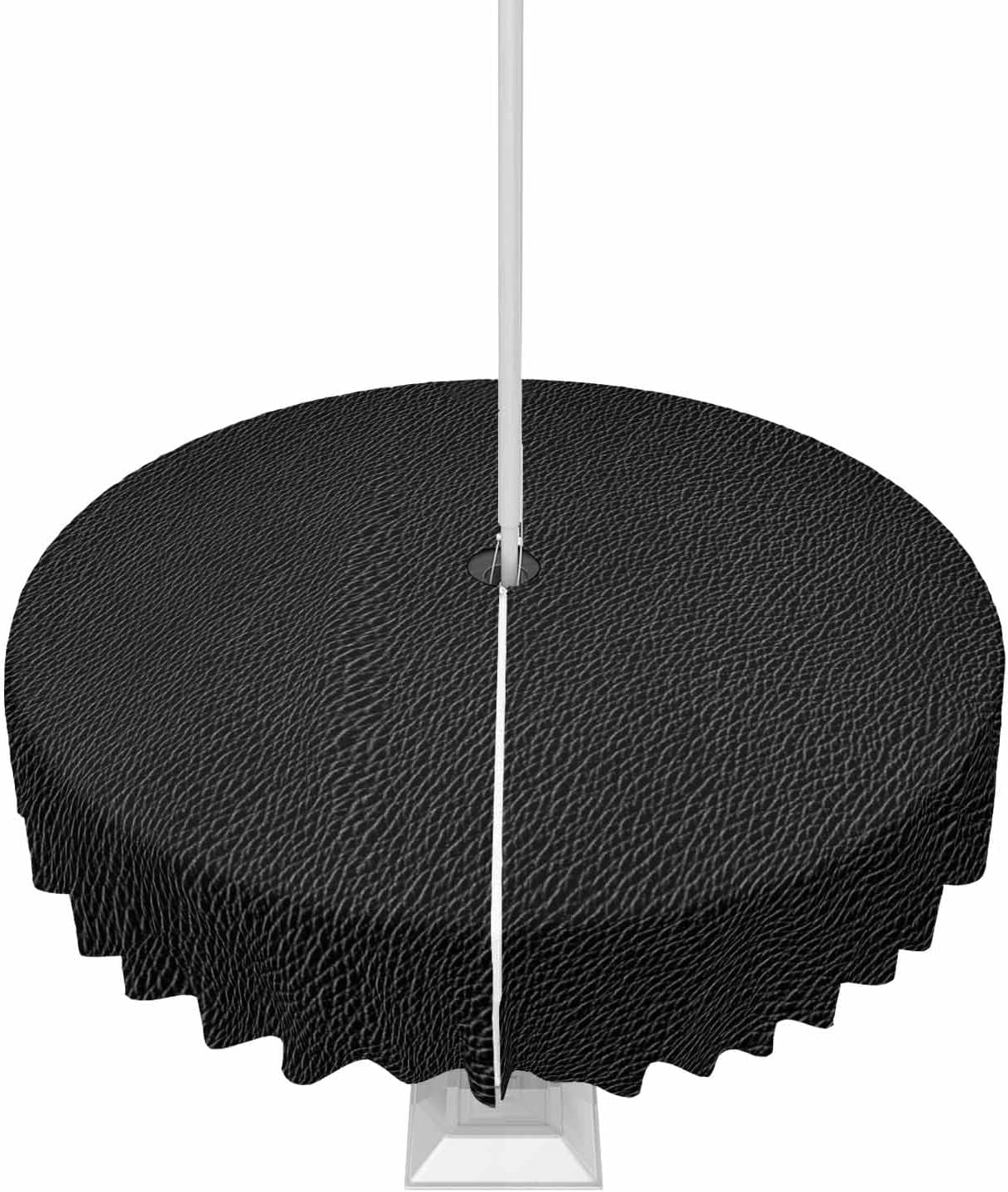 Outdoor Tablecloth with Umbrella Hole and Zipper 60R Black Leather ...