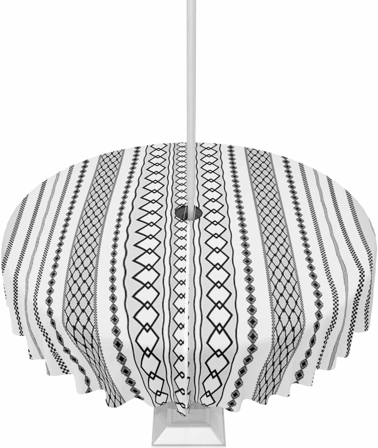 Outdoor Tablecloth with Umbrella Hole and Zipper 60R Hand Drawn Plaid ...