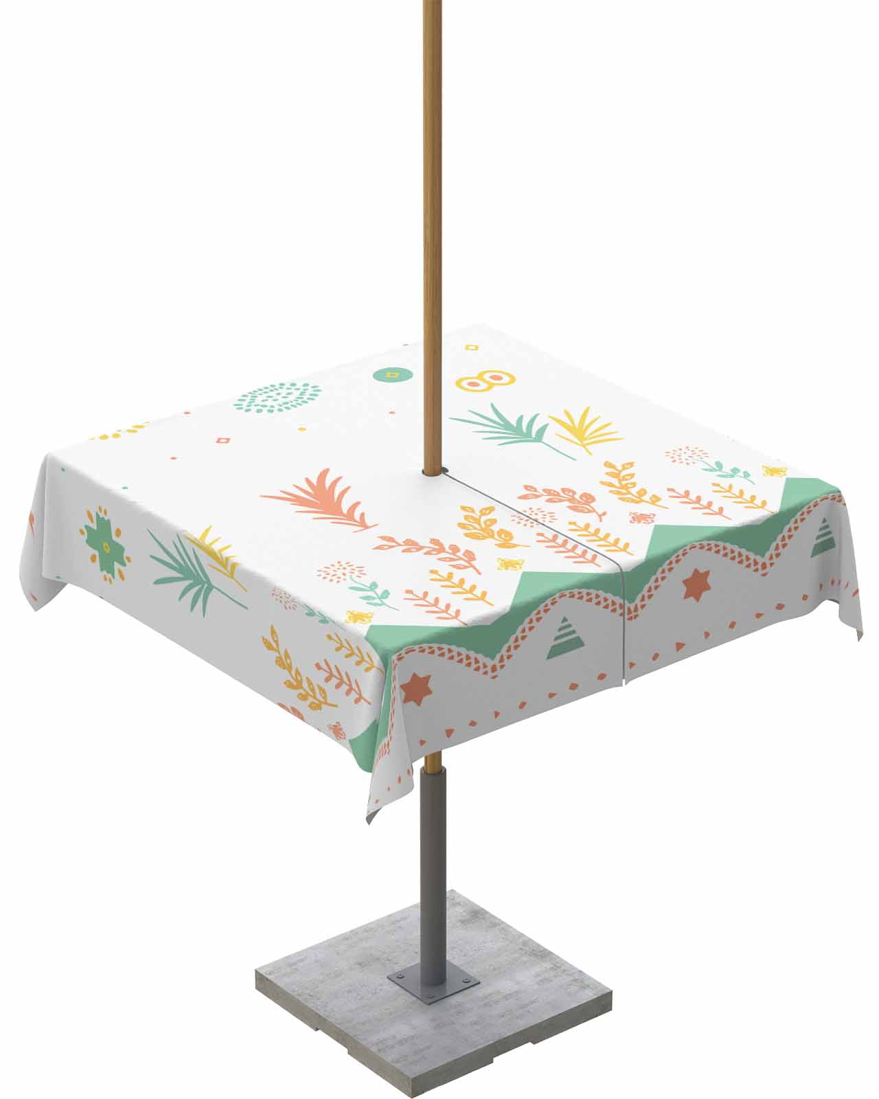 Outdoor Tablecloth with Umbrella Hole Zipper,Cartoon Floral Botanical ...