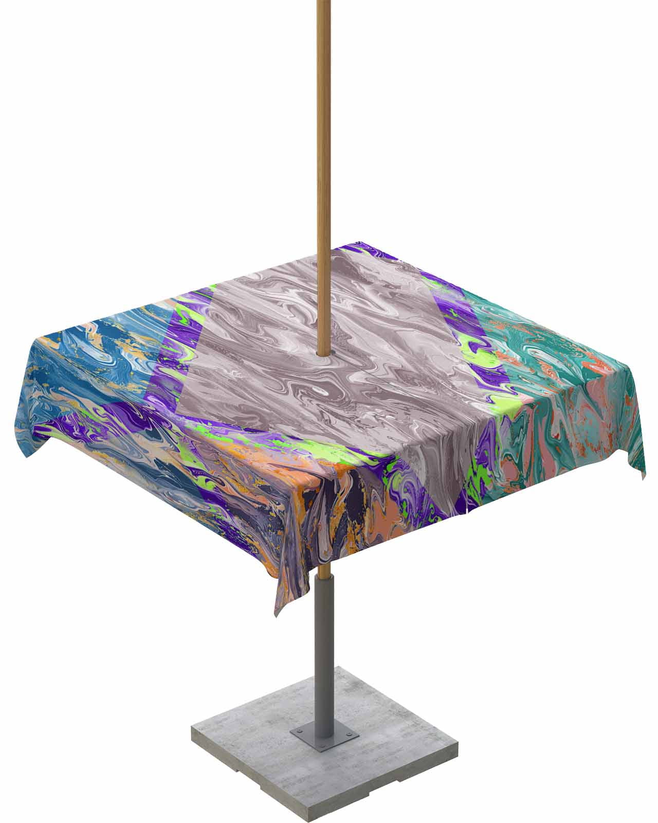 Outdoor Tablecloth with Umbrella Hole Zipper,Marble Texture Blue ...
