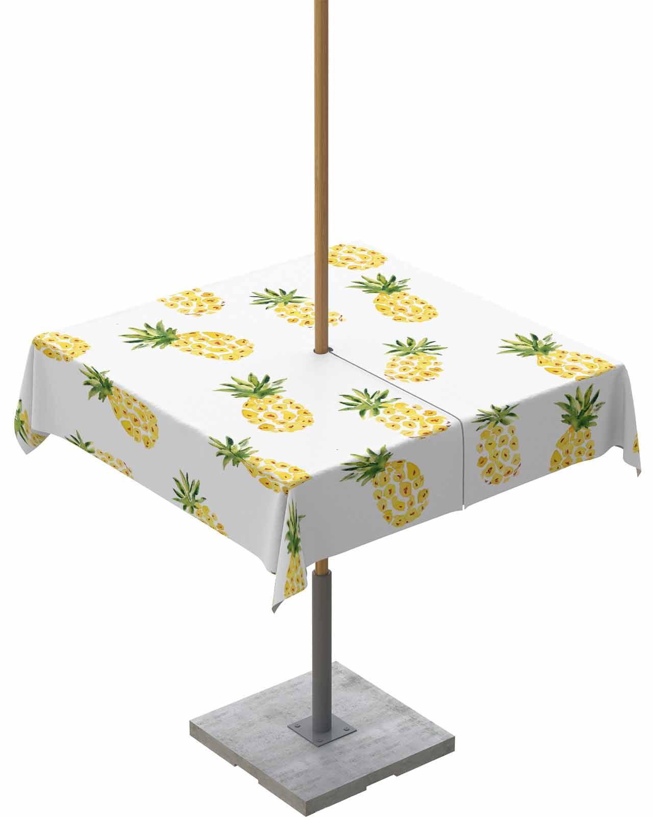Outdoor Tablecloth with Umbrella Hole Zipper,Watercolor Pineapple Seamless on White Waterproof ...