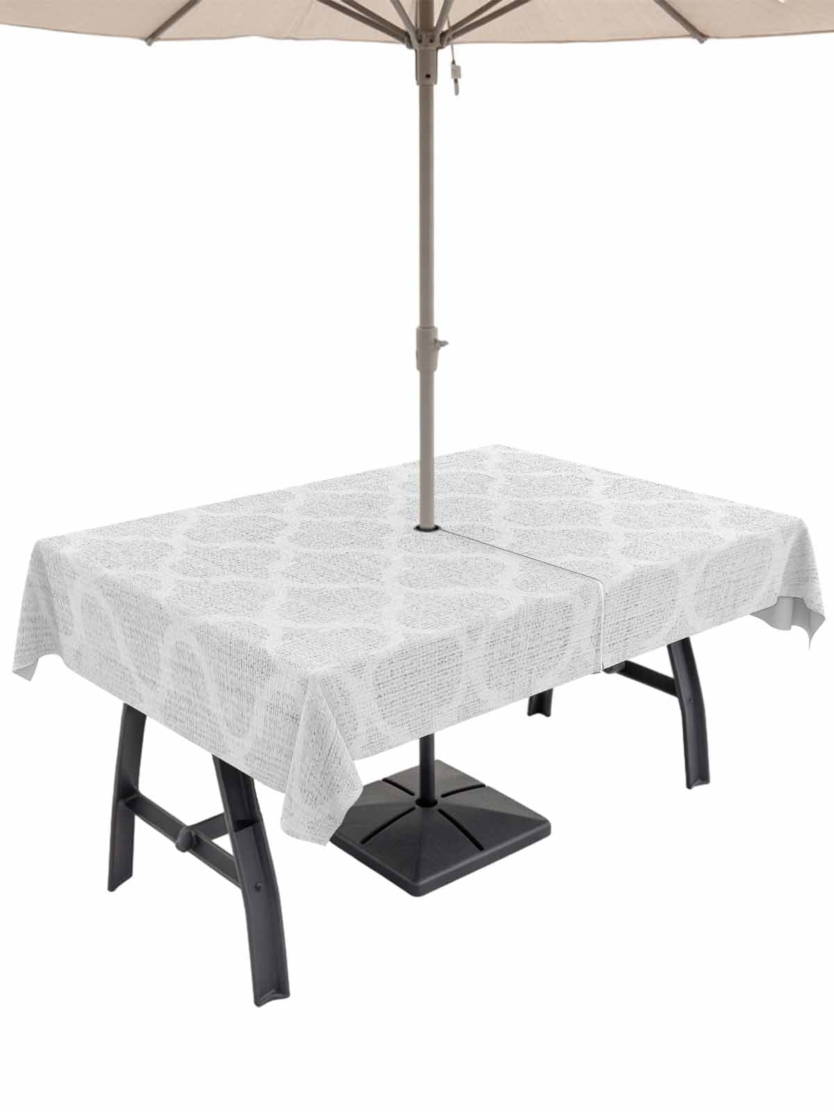 Outdoor Tablecloth with Umbrella Hole and Zipper, White Moroccan ...