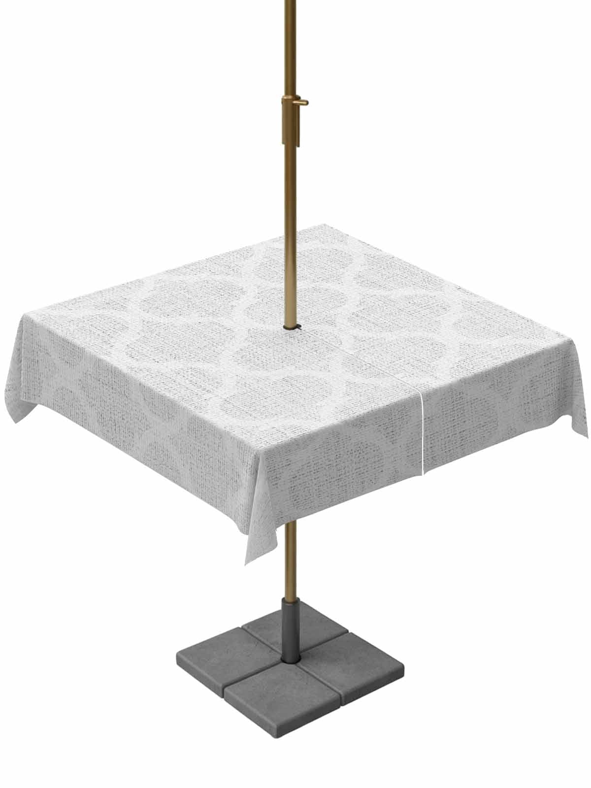 Outdoor Tablecloth with Umbrella Hole and Zipper, White Moroccan Square ...