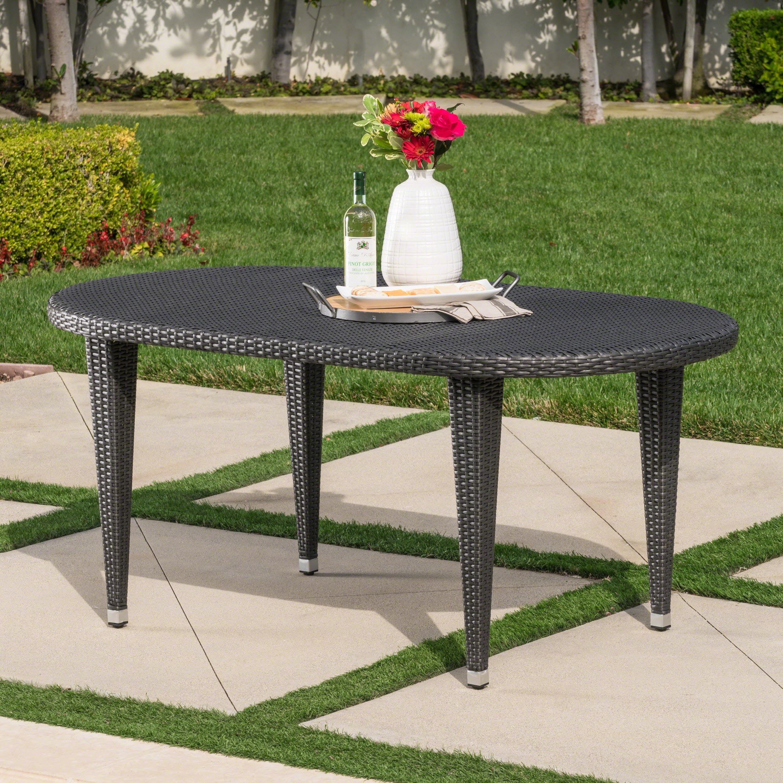 Outdoor Tables, DOMINICA 6" OVAL DINING TABLE, Grey Patio Tables,Pe ...