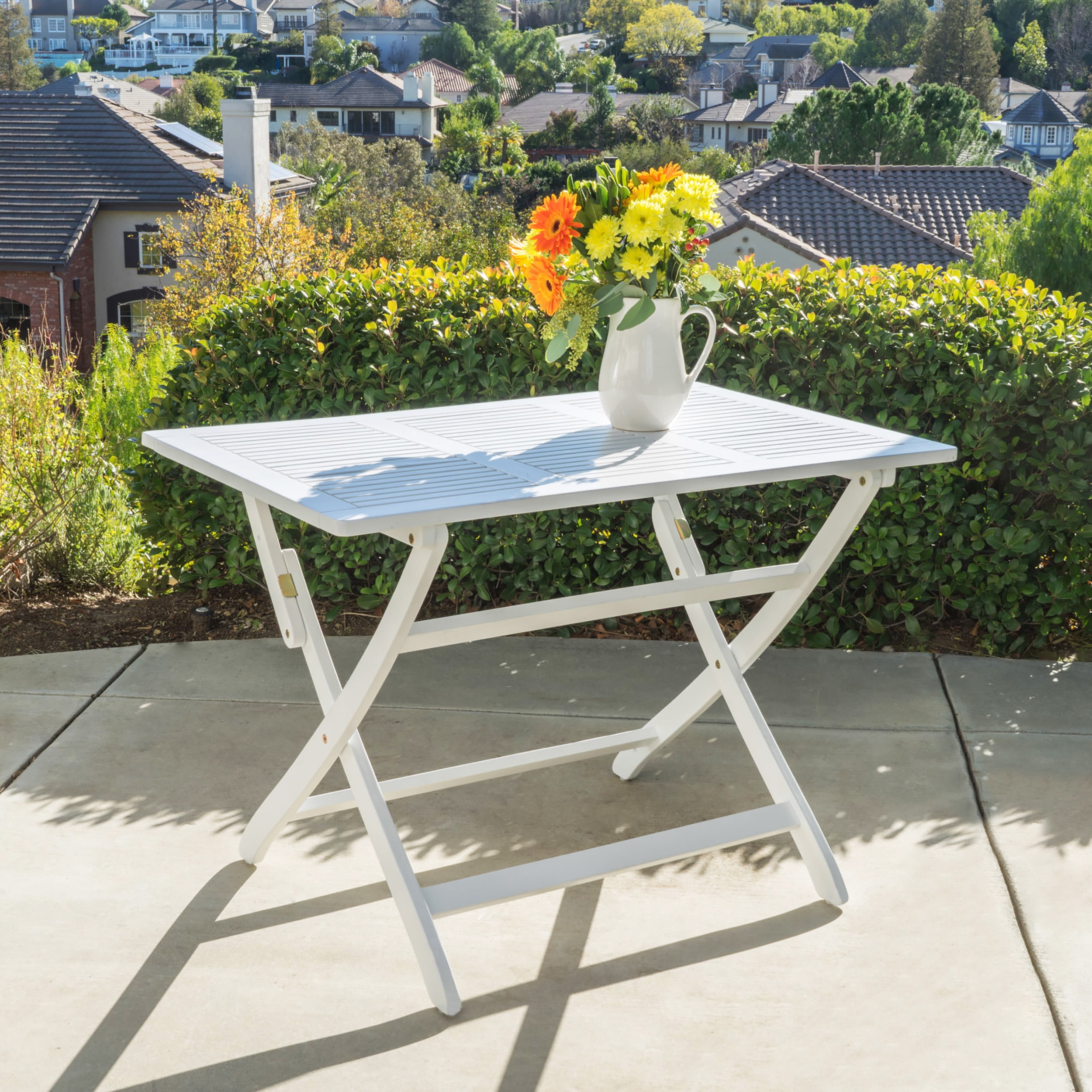 Outdoor Tables, POSITANO 43.5'' FOLDABLE TABLE, White Patio Tables ...