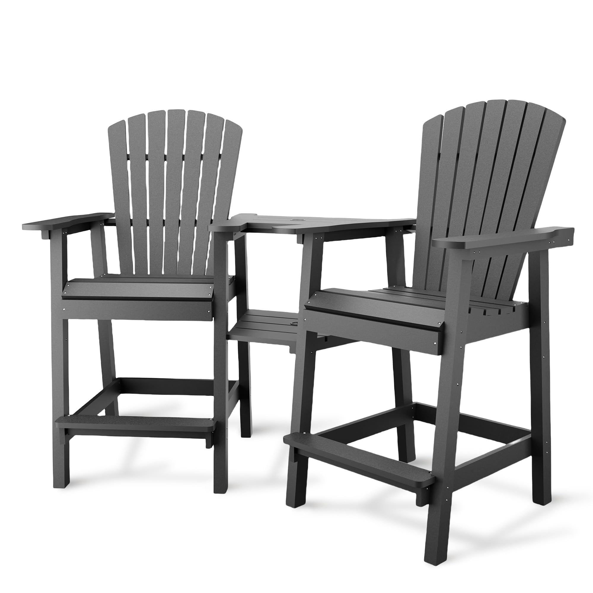 Outdoor Tall Adirondack Chairs Set of 2 HDPE, Paio Adirondack Barstools ...