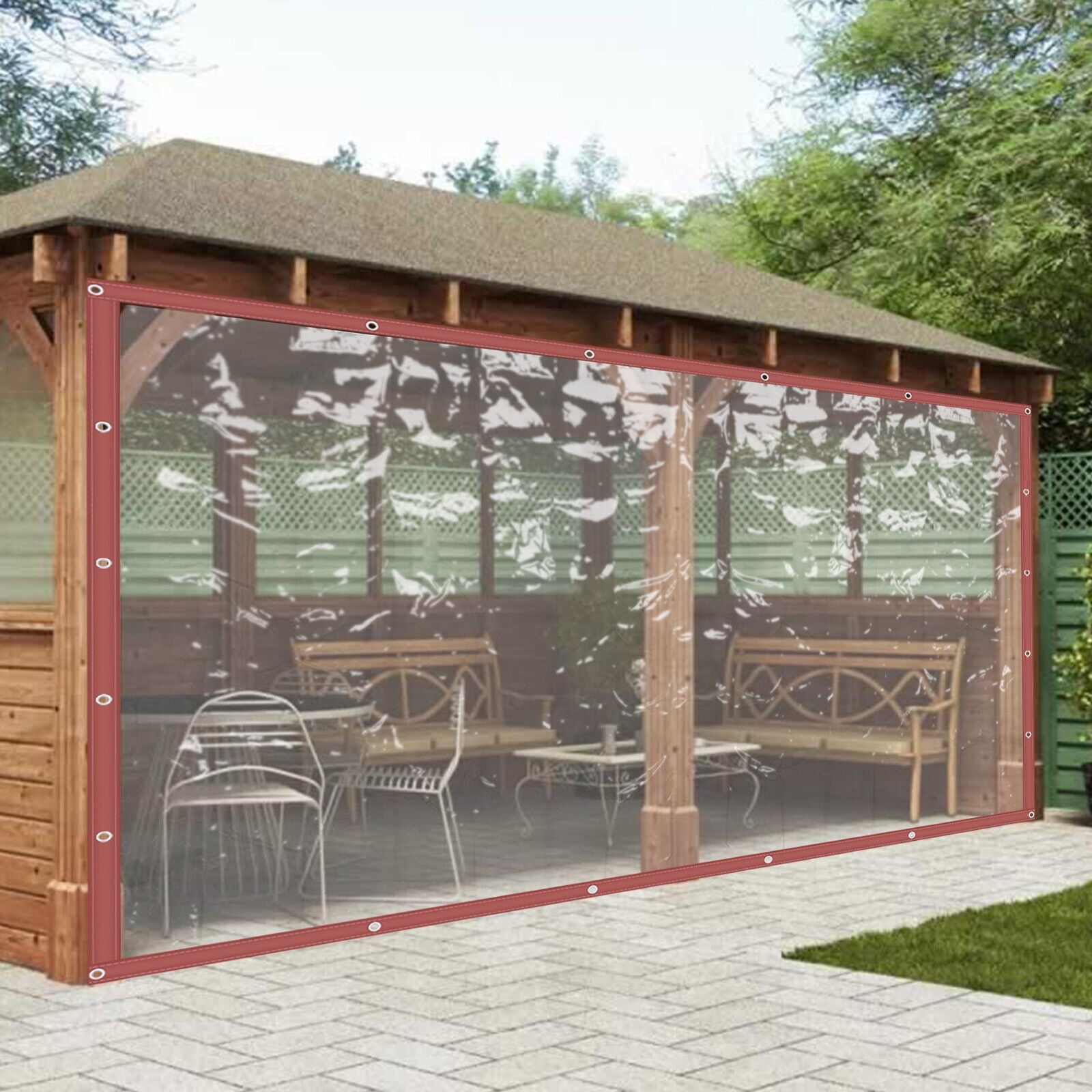 KANGTEEN Outdoor Clear PVC Tarps, 8x16ft Waterproof Patio Enclosure ...