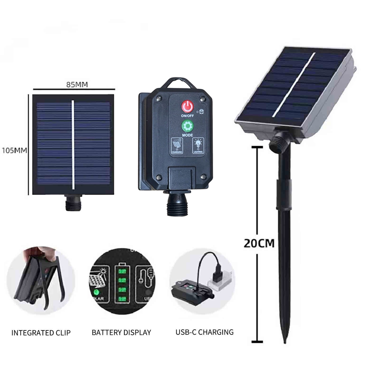 Outdoor Tent Light, Beach Sun Shading Solar Clip Umbrella Light with ...