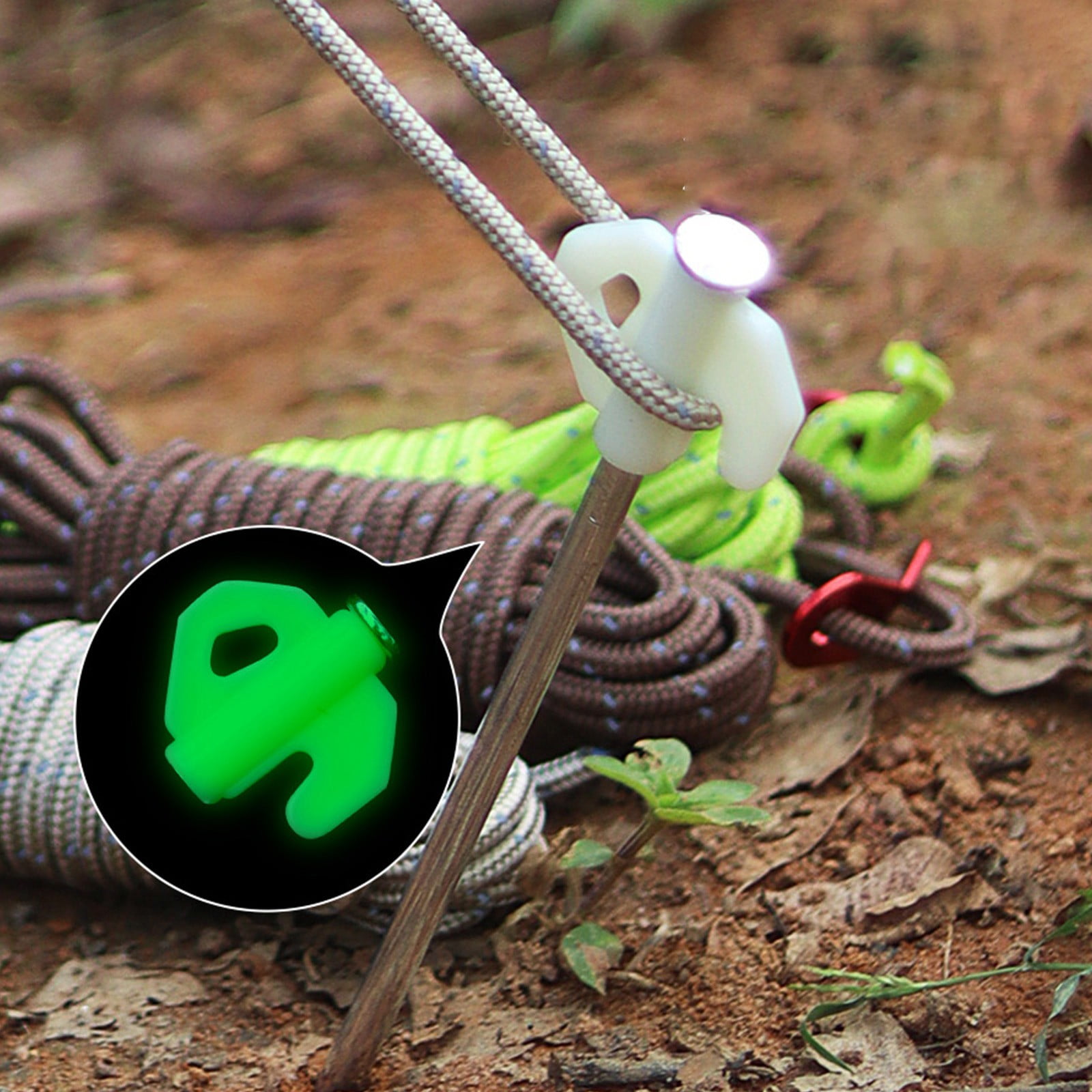 Outdoor Tent Stakes with Fluorescent Guy Lines and Hooks, Camping Tarp ...