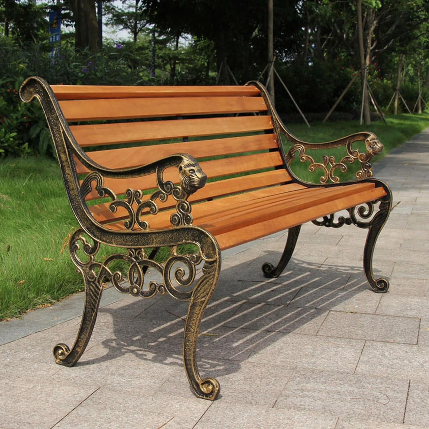 Outdoor Terrace Garden Benches, Heavy-Duty Park Bench with armrests and ...