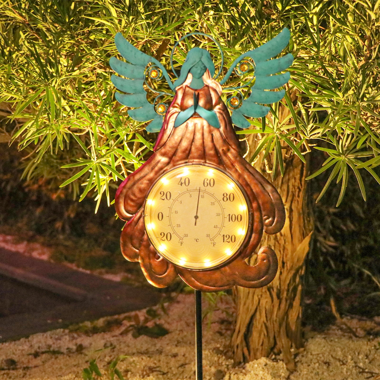 Outdoor Thermometer, Angel Shape Thermometer with Metal Stake, Garden ...