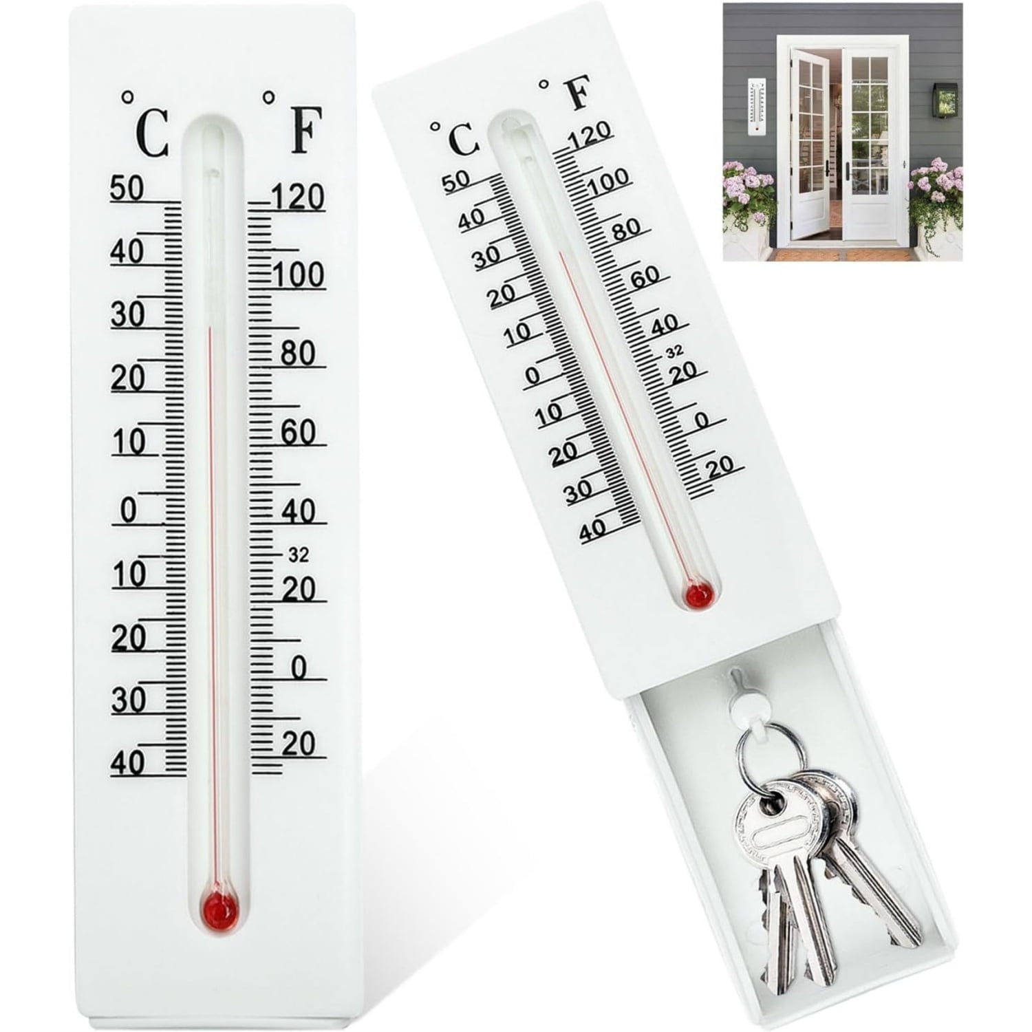 Outdoor Thermometer Decorative,Key Hiders Containers Box,Thermometer ...