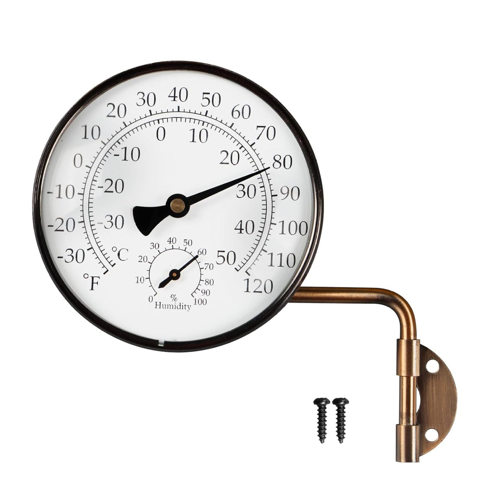 Outdoor Thermometer Indoor Home Thermostat,4" Brass Swivel Outside ...
