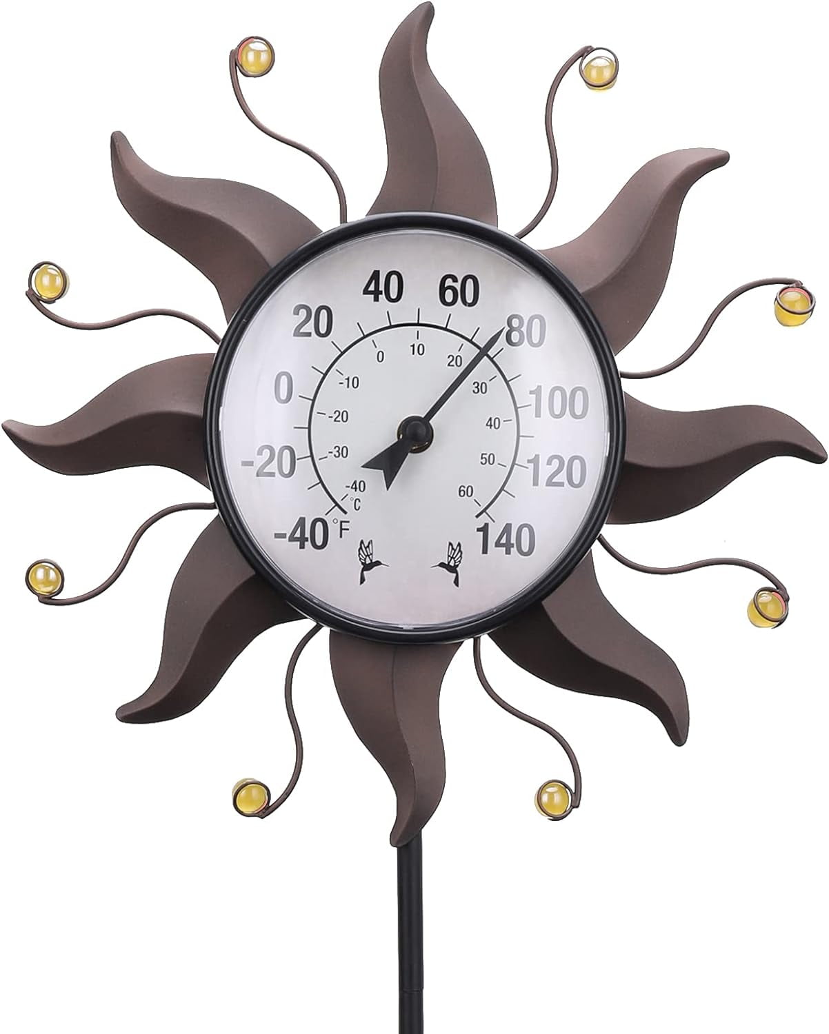 Outdoor Thermometer - Metal Sun Shape Thermometer Garden Stake for ...