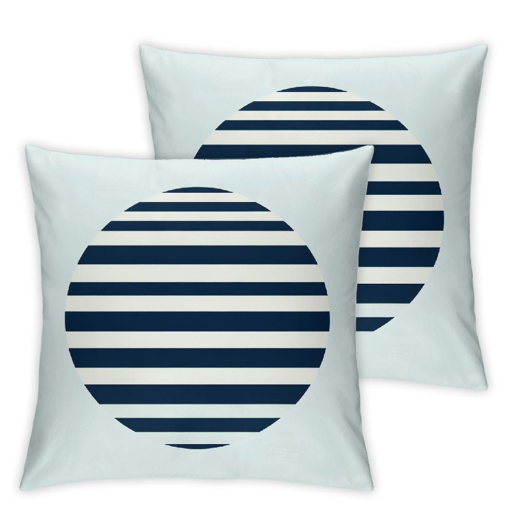 Outdoor Throw Pillow Cover Simple Navy Blue White Stripes Waterproof ...