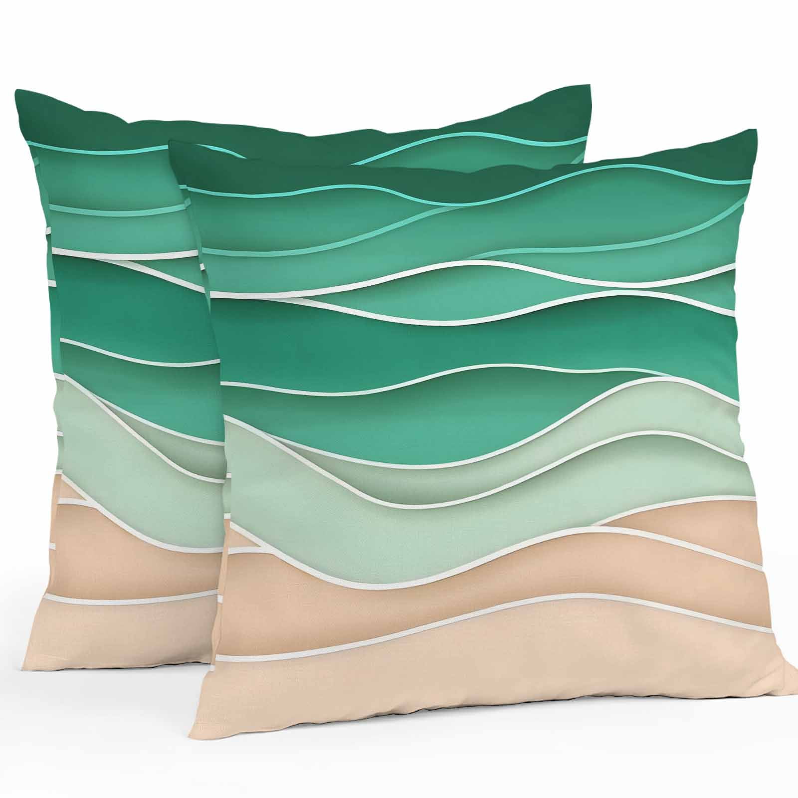 Outdoor Throw Pillows Covers 18X18 Set of 2 Waterproof Abstract Coastal ...