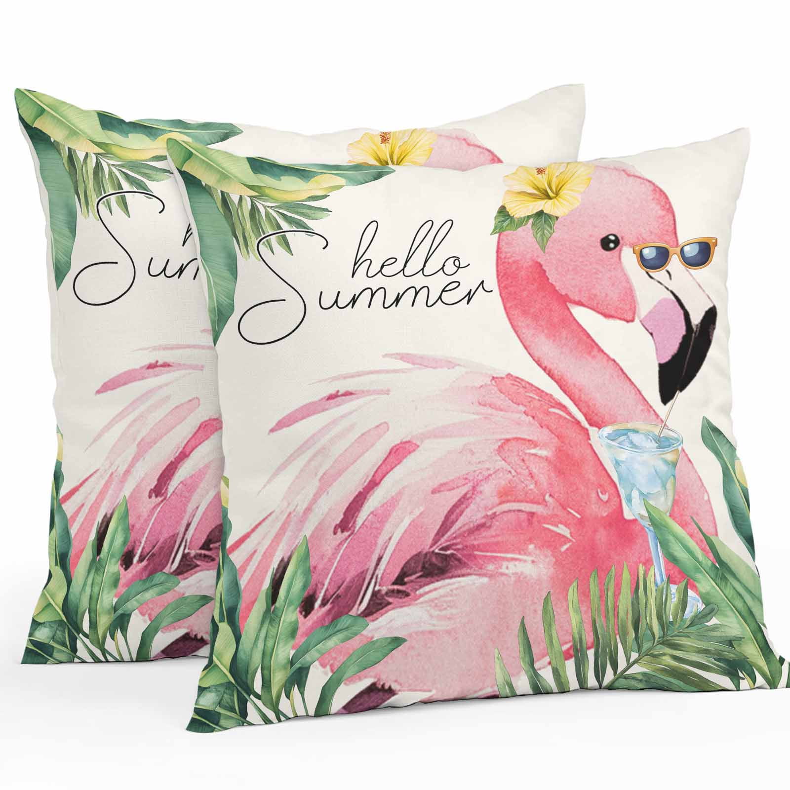 Outdoor Throw Pillows Covers 18X18 Set of 2 Waterproof Tropical ...