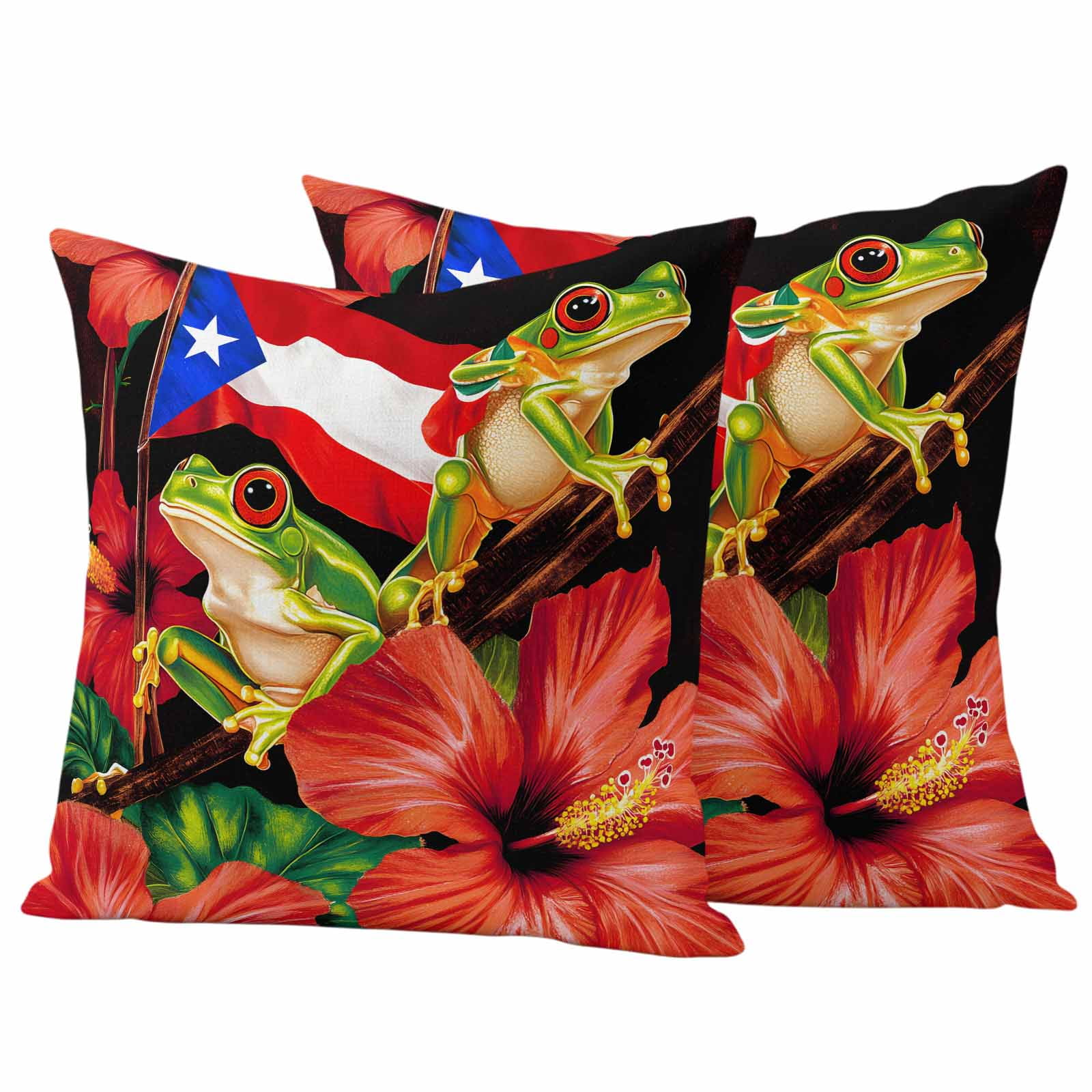 Outdoor Throw Pillows Covers 18x18inx2 Set Of 2 Waterproof Frog Puerto ...