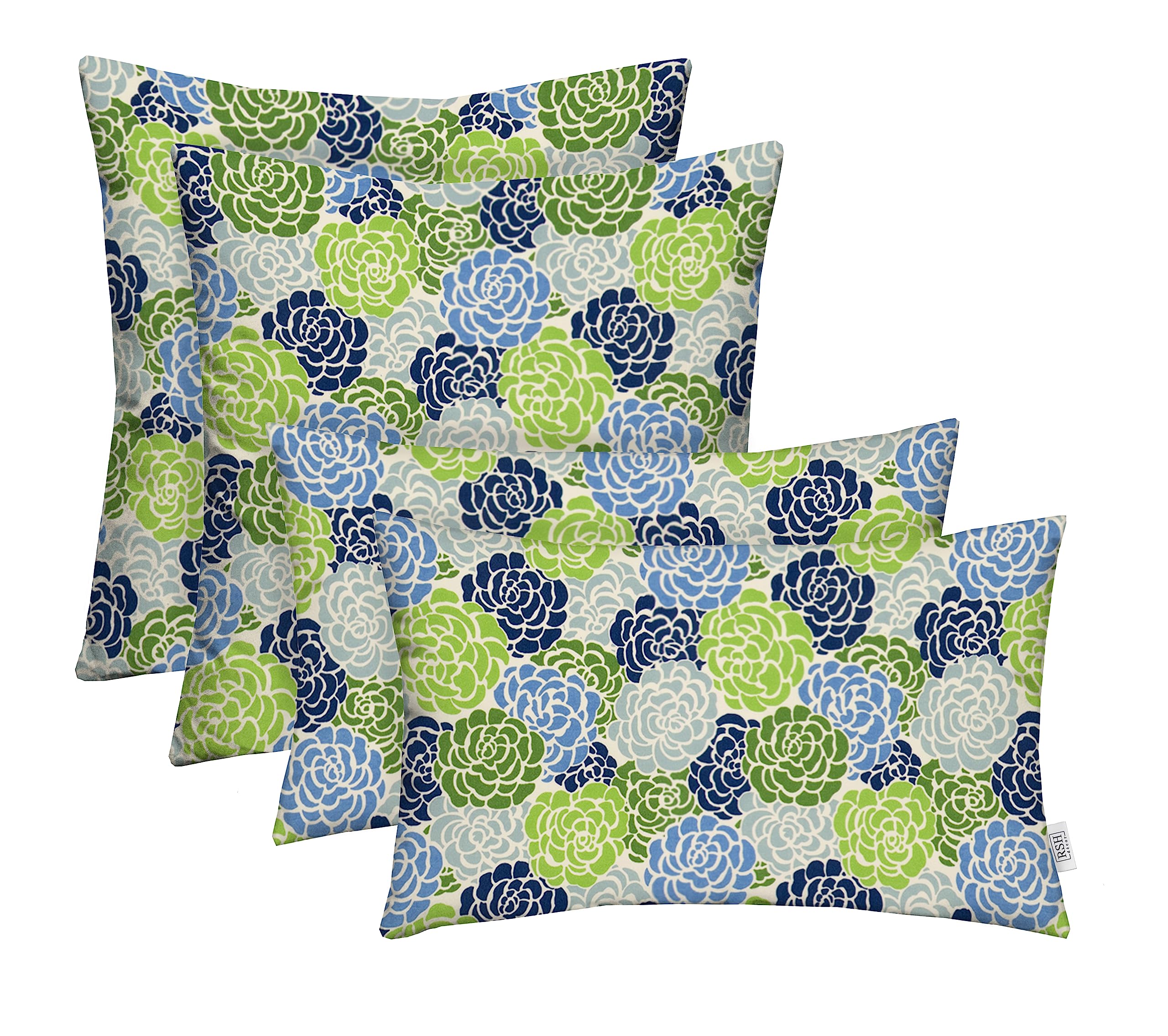 Lumbar and Square Outdoor Pillows Set, 20x12 & 17x17 Inches, All ...