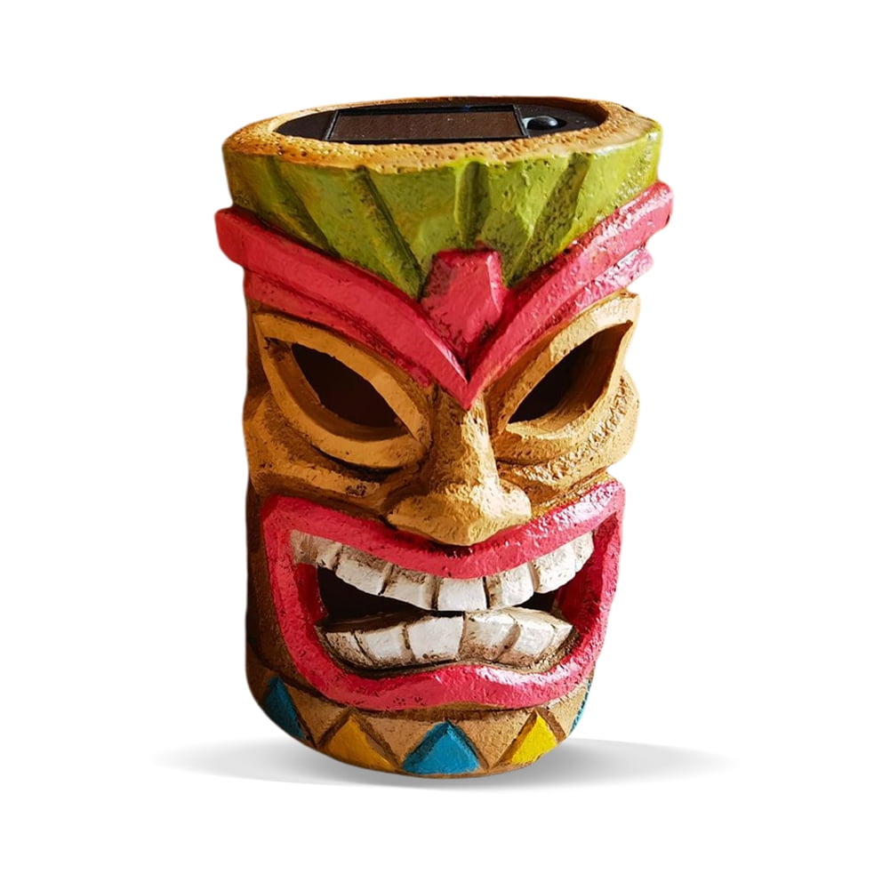 Outdoor Tiki Statue Garden Decor with Solar Light Hawaiian Tiki ...