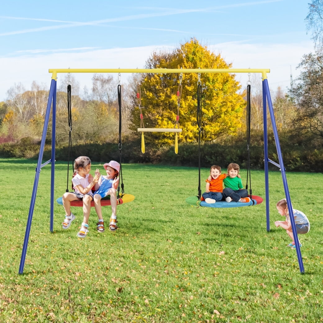 Outdoor Toddler Saucer Swing Set,Playground Tree Swing Set with Steel ...
