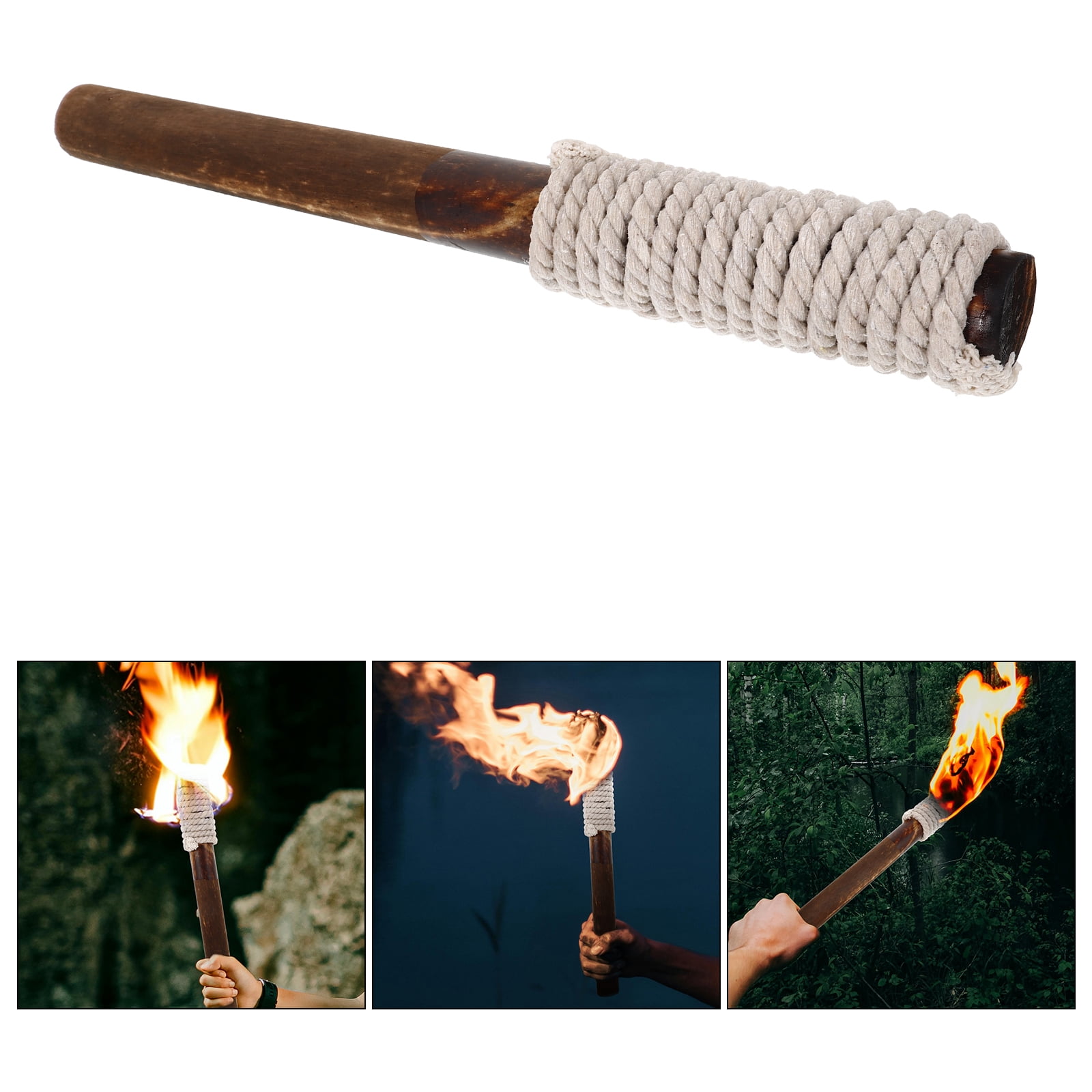 Outdoor Torch Handheld Oil Torch Garden Wooden Torch Oil Light Festival ...