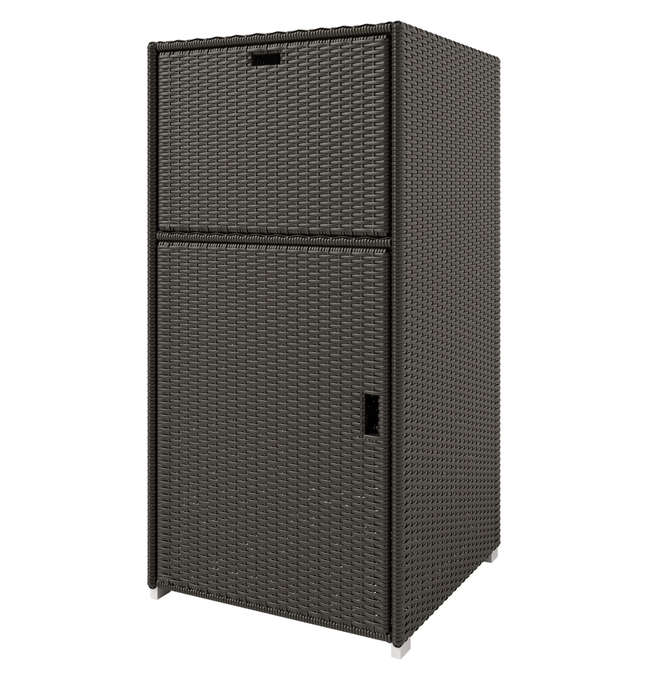Outdoor Towel Rack for Pool with Storage, Dark Brown Rattan Cabinet ...