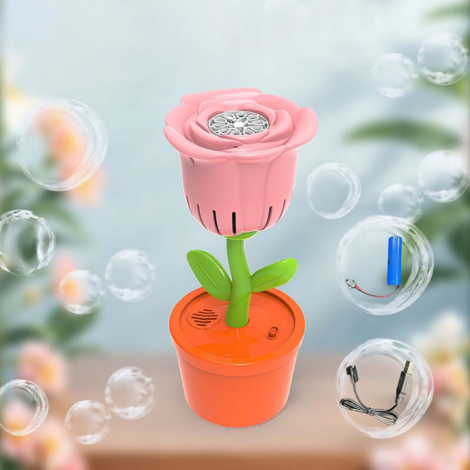 Outdoor Toy Automatic Rose Bubble Machine Outdoor Blower Colorful Soap ...