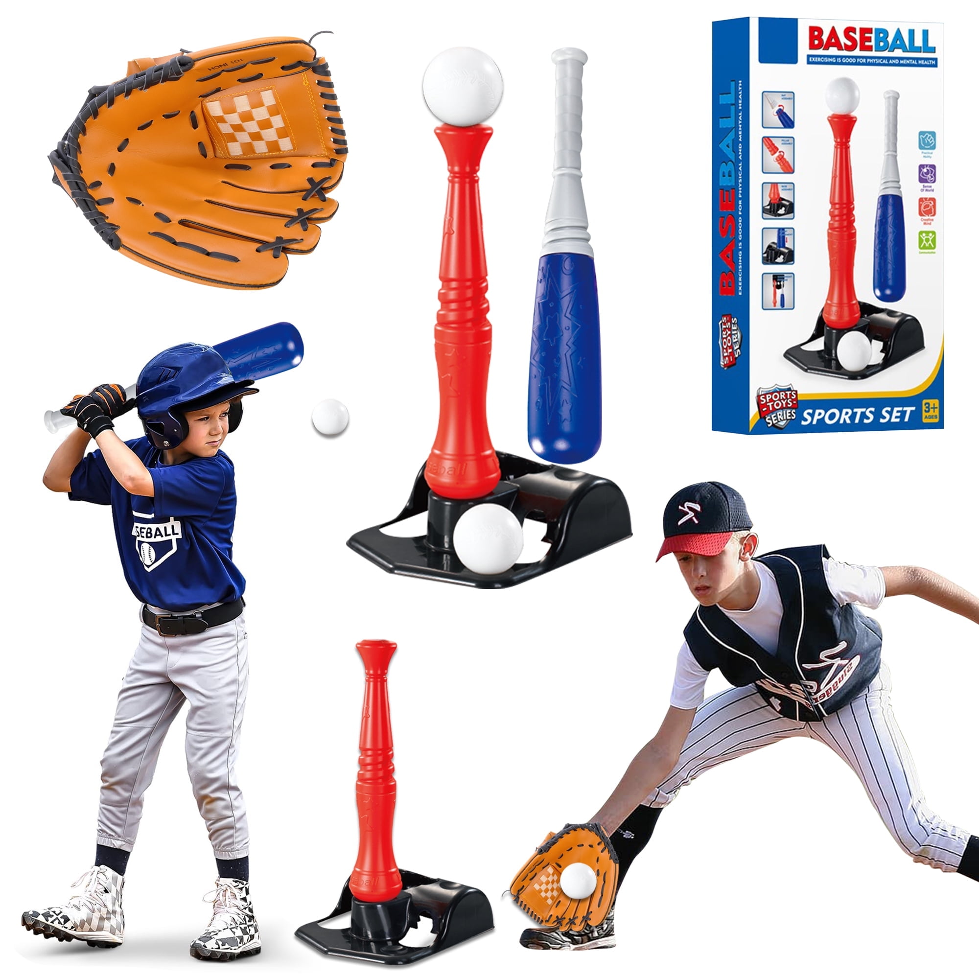 Baseball Toys, Kids Baseball Tee with Toddler Glove, Outdoor Sport for ...
