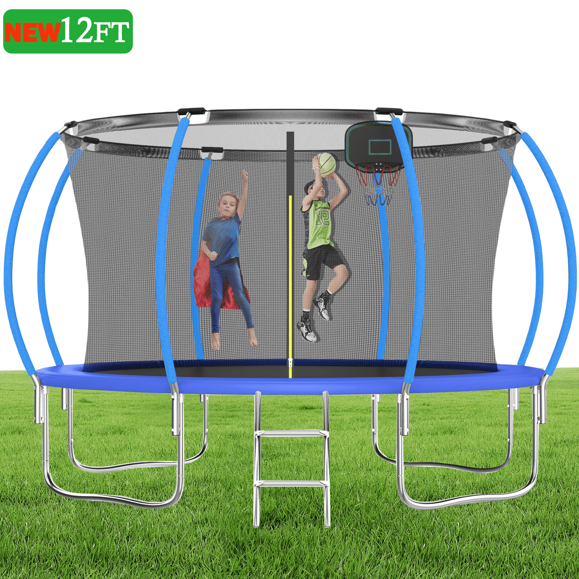 Seizeen 12FT Kids Outdoor Trampoline, Upgraded Anti-Collision with ...