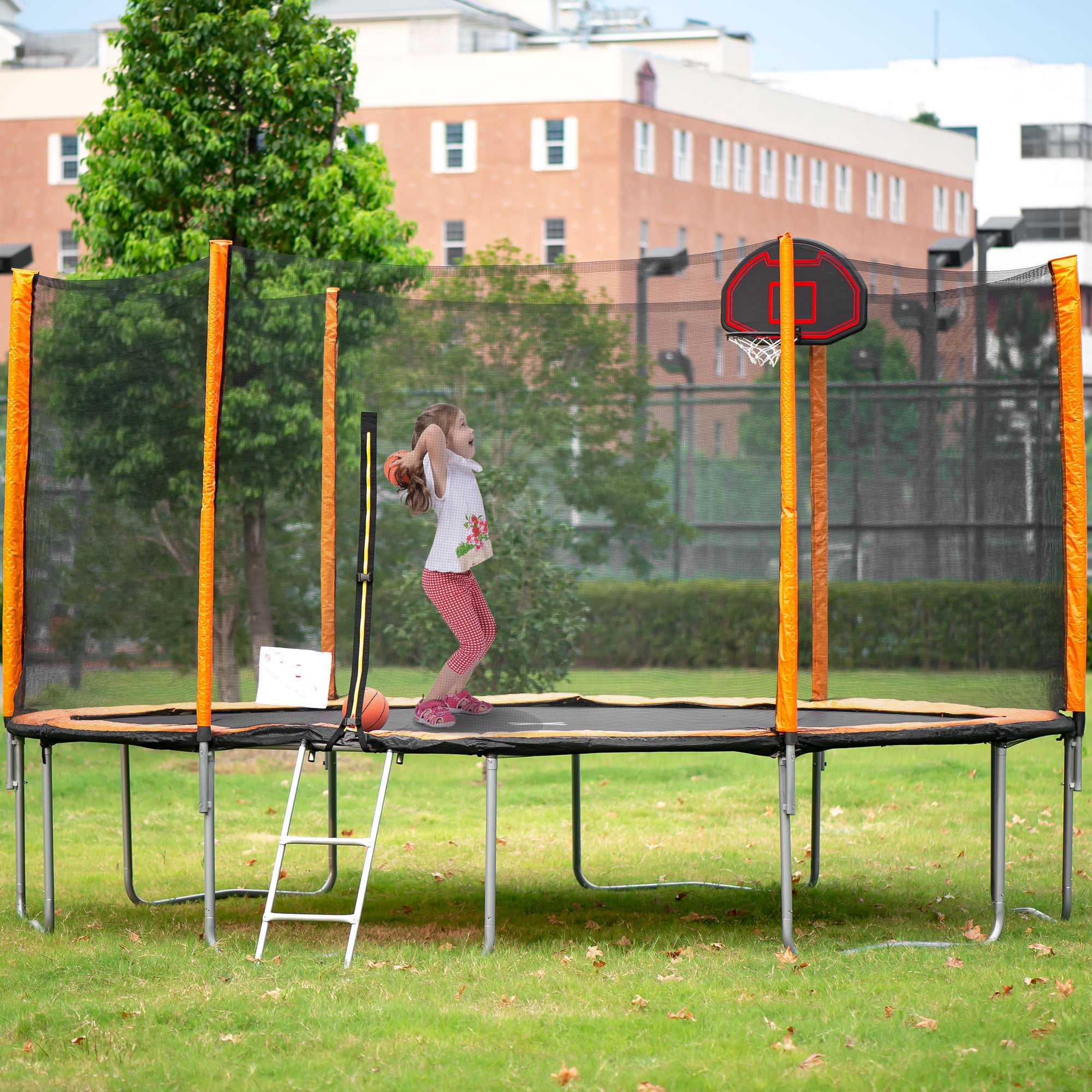 Outdoor Trampoline for Kids, 2021 Upgraded 14-Foot Trampoline with ...