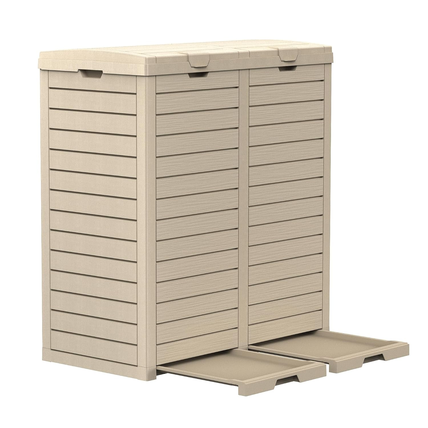 Outdoor Trash Can, 31 Gallon, Waterproof Resin with Tiered Lid, Drip ...