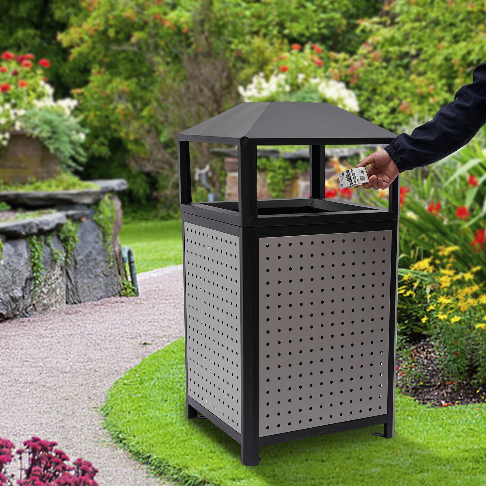Outdoor Trash Can Industries Stainless Steel Kitchen Dustbin with Lid ...
