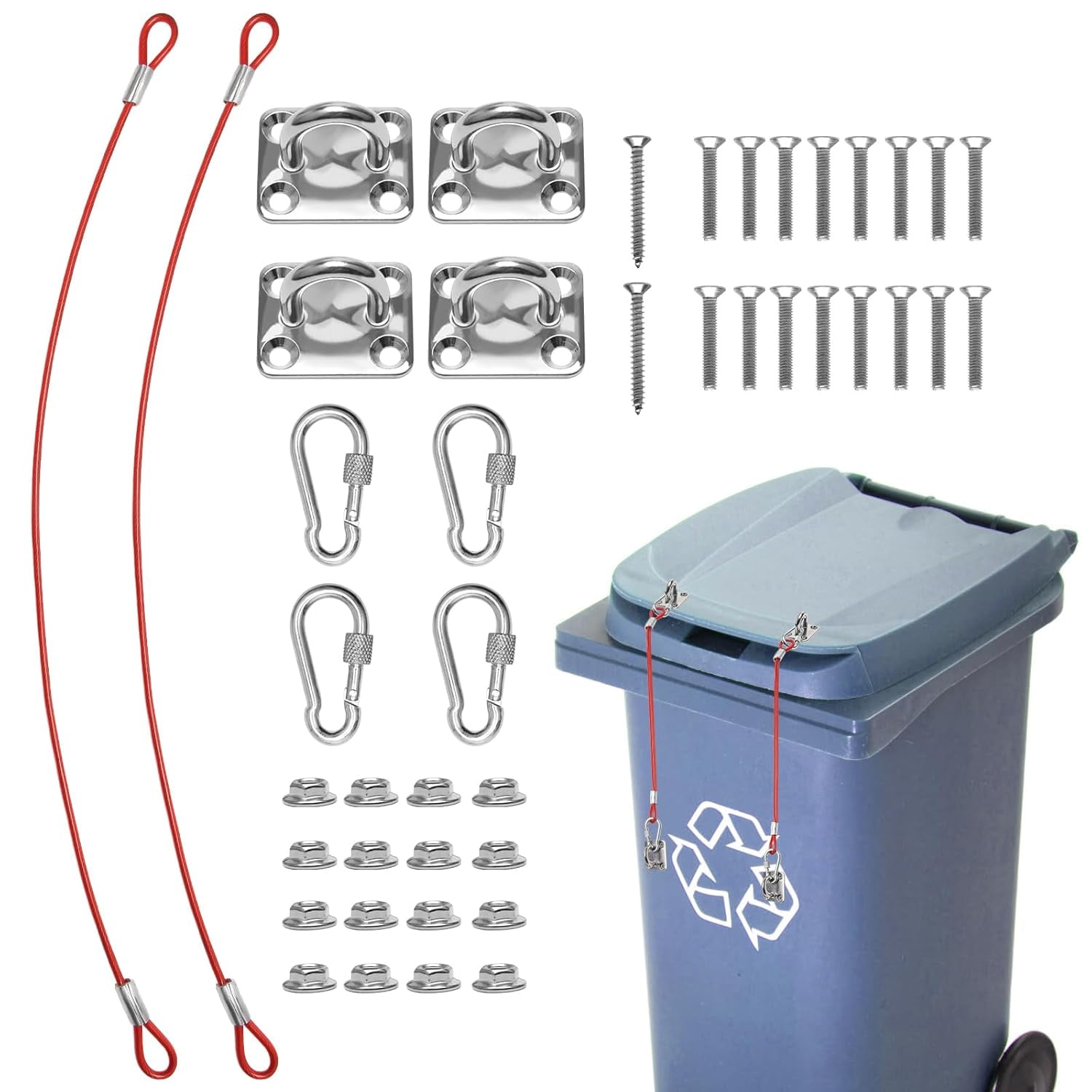 Outdoor Trash Can Locks for Animals, 2 Pack Bear Proof Trash Can Lid ...