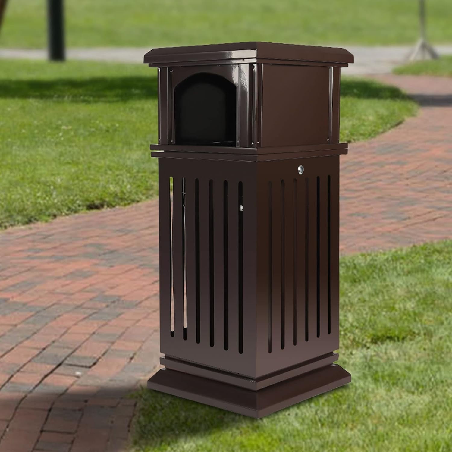 Outdoor Trash Can, Recessed Panel Trash Can, Stainless Steel Commercial ...