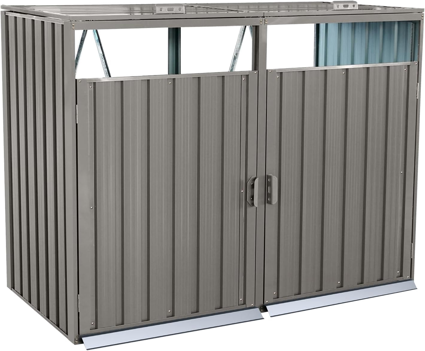 Outdoor Trash Can Storage, Storage Shed for 2 Trash cans and Tools ...