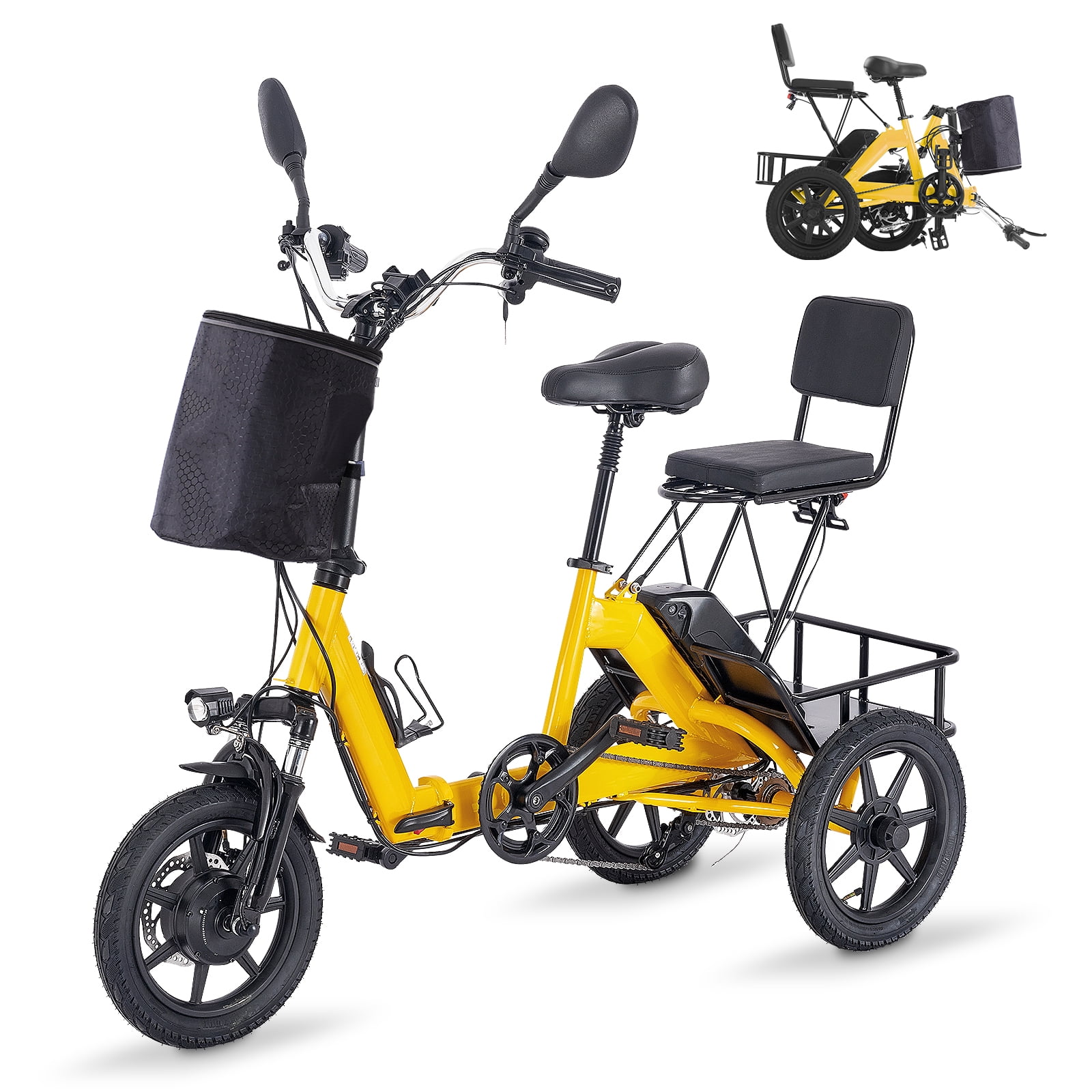 Foldable Electric Tricycle for Adults, 350W Motor, 35-Mile Range, 480Wh ...