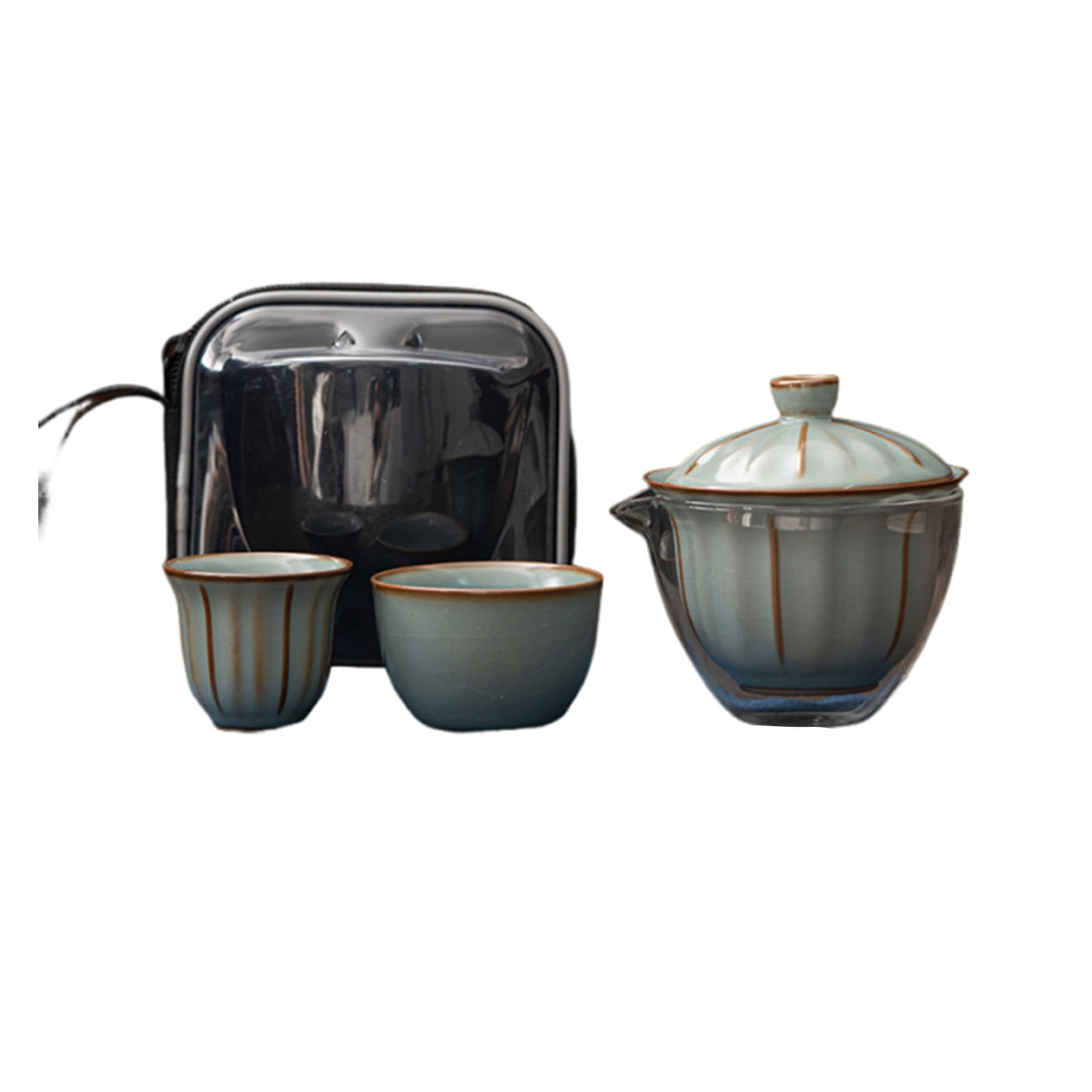 Outdoor Travel Tea Set, Ceramic Gaiwan Teacup, Chinese Kung Fu Fast ...