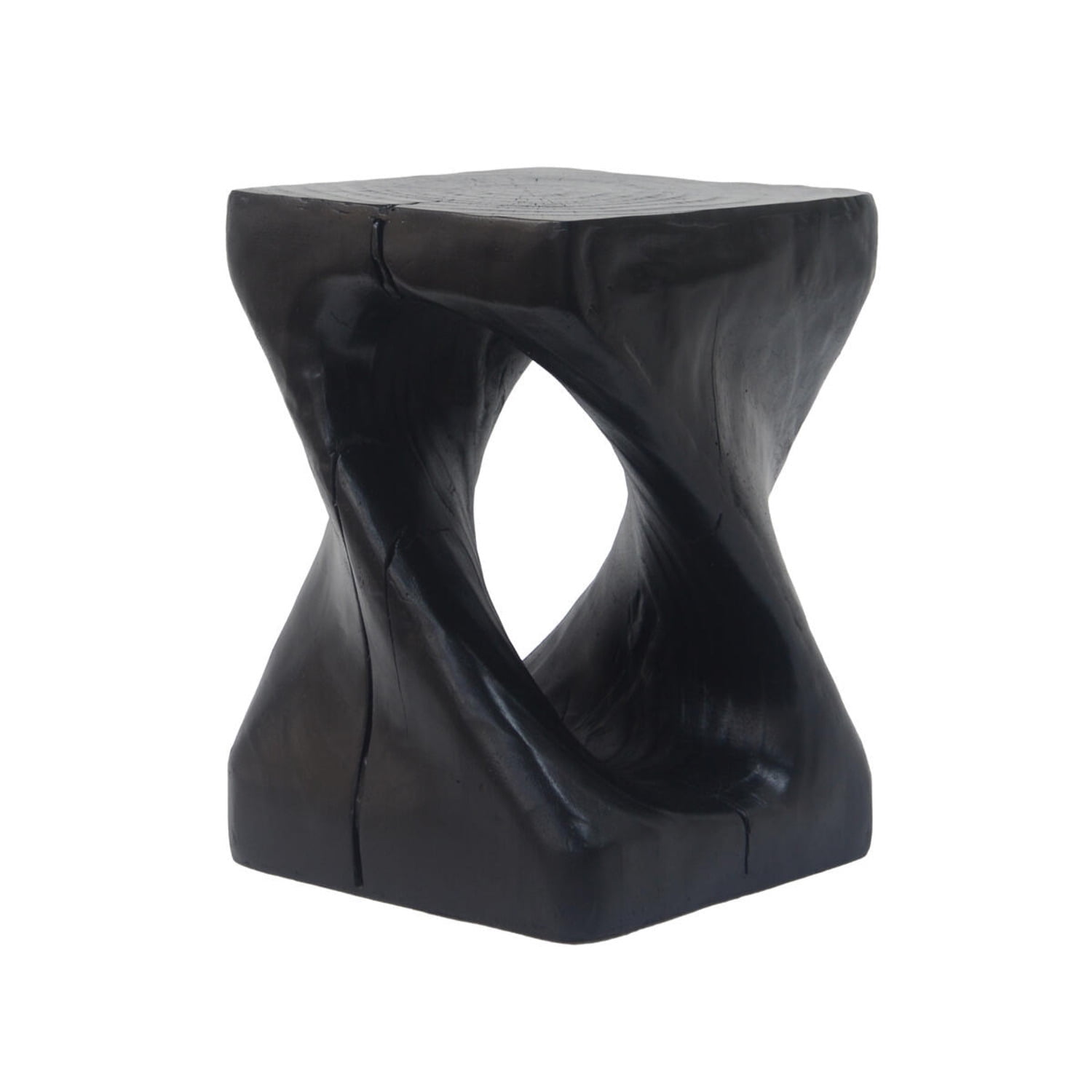 BOFANG Outdoor Twist Shape MGO Side Table Wood-like Texture,Black ...